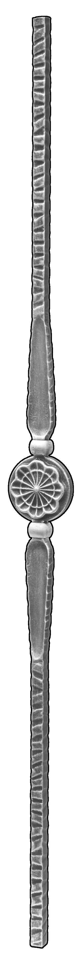 Forged steel baluster, hammared B6411 - Grande Forge